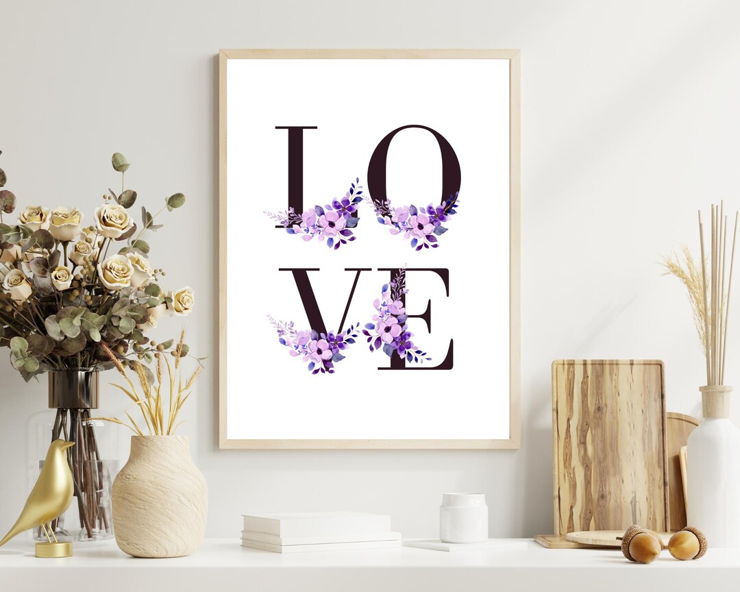 Love Wall Art Printable PDF | Romantic Minimalist Home Decor | Modern ...