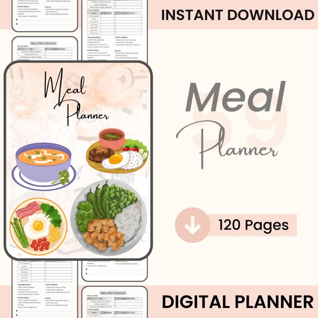 Digital Meal Planner: Recipe Journal, Grocery List (printable) - Etsy