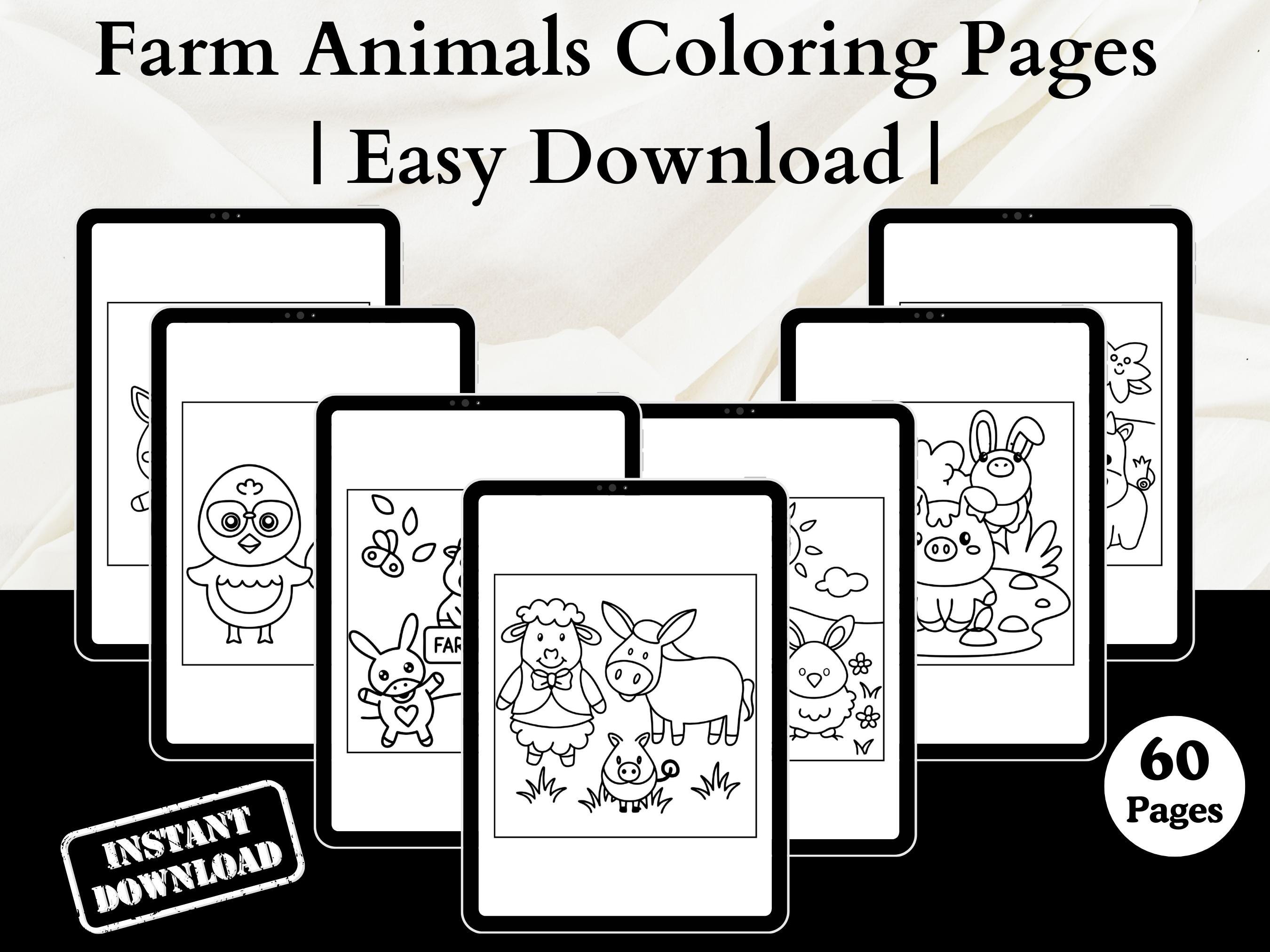 Farm Animals Coloring Pages for Kids, Farm Animals Activity Placemat ...