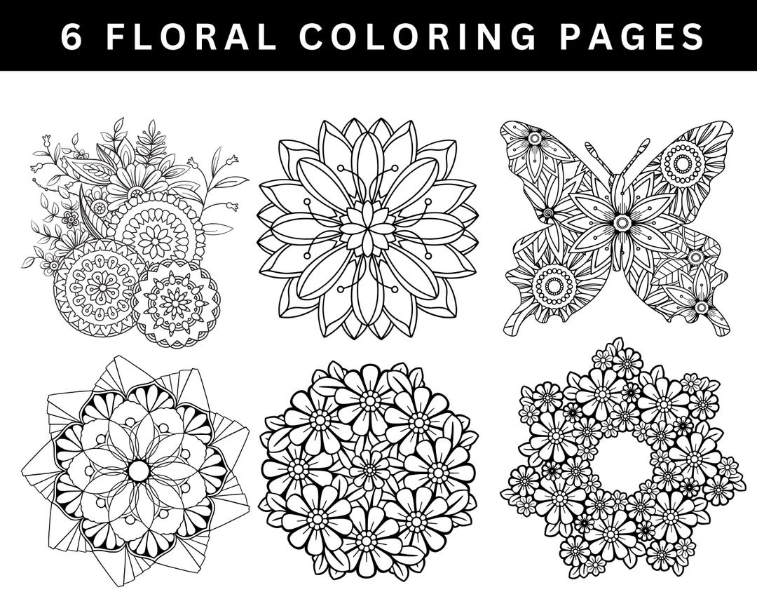 Floral Coloring Pages | Intricate & Relaxing Flower Designs for ...