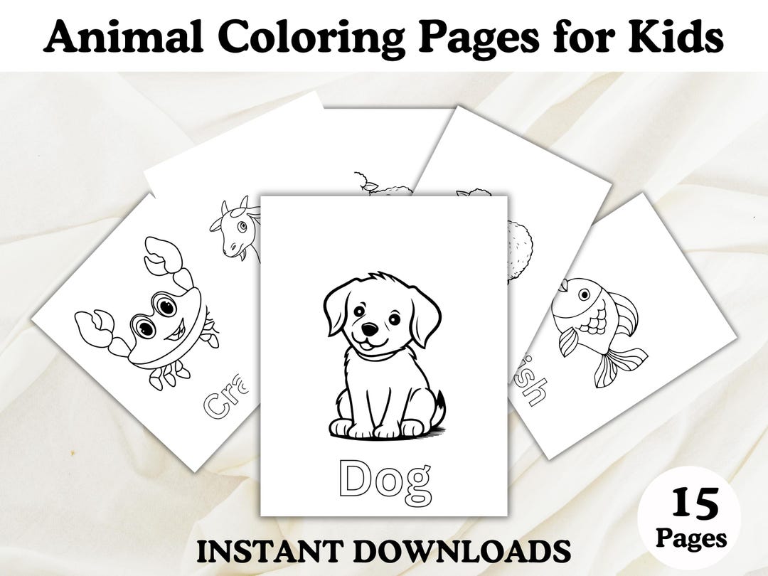 Animal Coloring Pages for Kids, Fun Activity Sheets (instant Download ...
