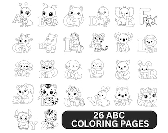 Alphabet Coloring Pages, Abc's, Coloring Pages for Kids, Digital ...