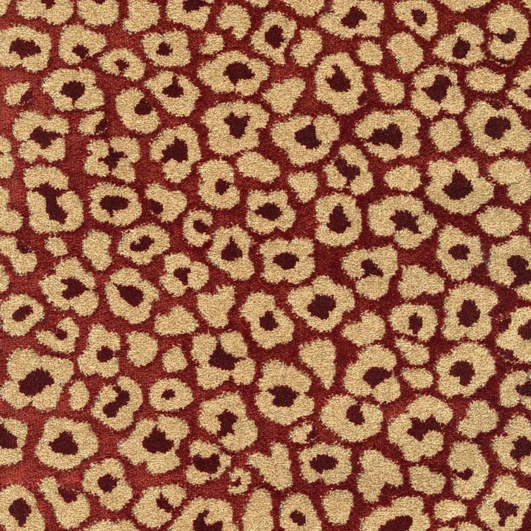 Zavir Cinnabar Taupe and Ruby Cut Velvet Cheetah Spots Regal Upholstery ...