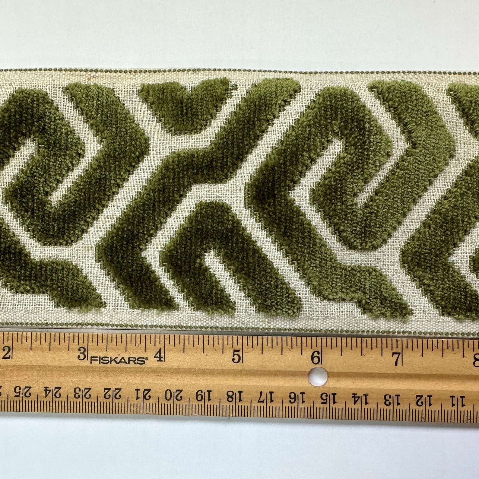 Agos Lime 3.5 Inch Green Cut Velvet Geometric Maze Europatex Tape Trim ...