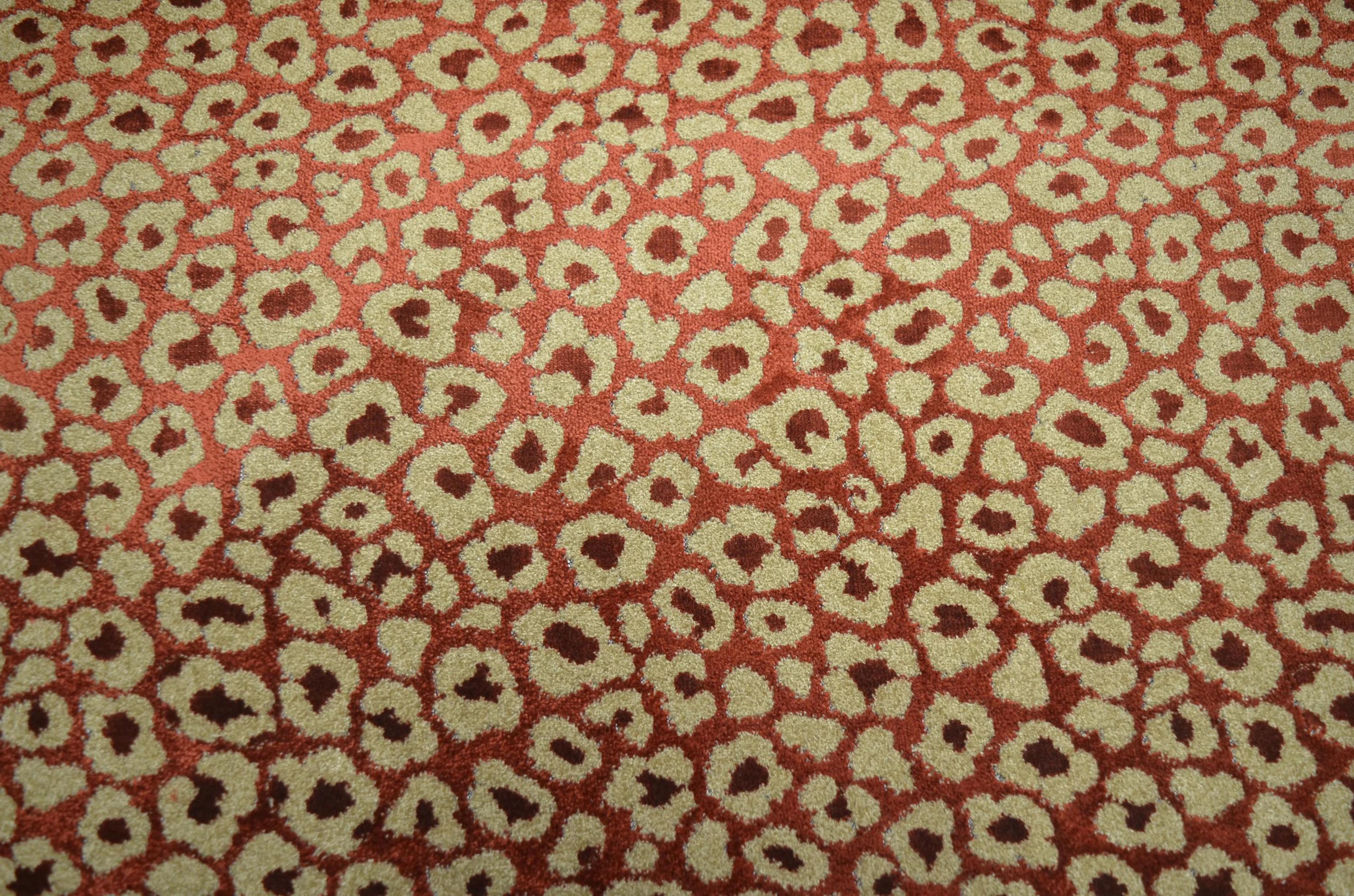 Zavir Cinnabar Taupe and Ruby Cut Velvet Cheetah Spots Regal Upholstery ...