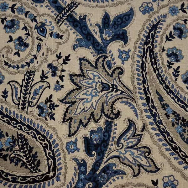 Navy Blue Paisley Fabric - Etsy