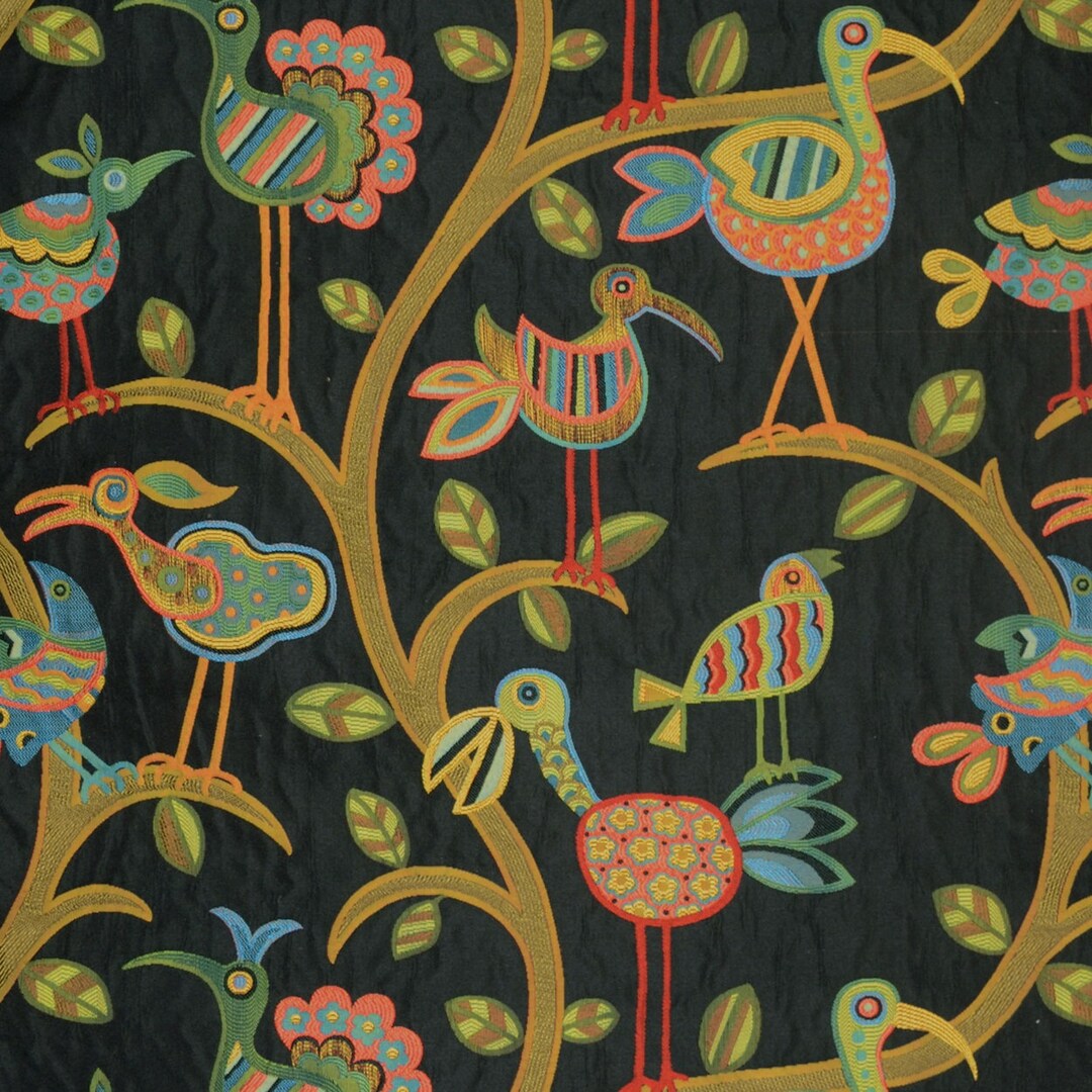 Crazy Ol Bird Midnight Black Contemporary Fabric - Etsy UK