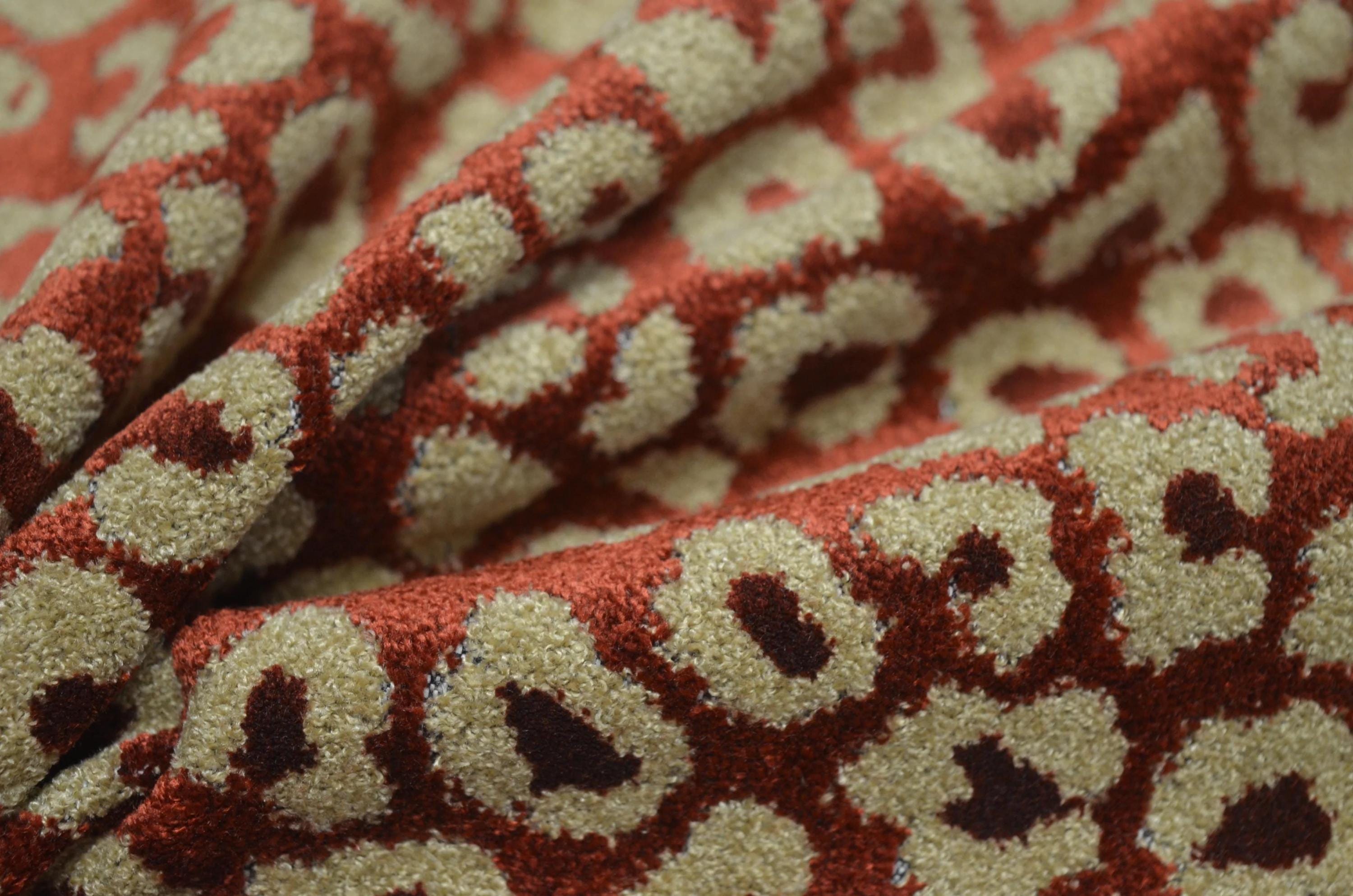 Zavir Cinnabar Taupe and Ruby Cut Velvet Cheetah Spots Regal Upholstery ...