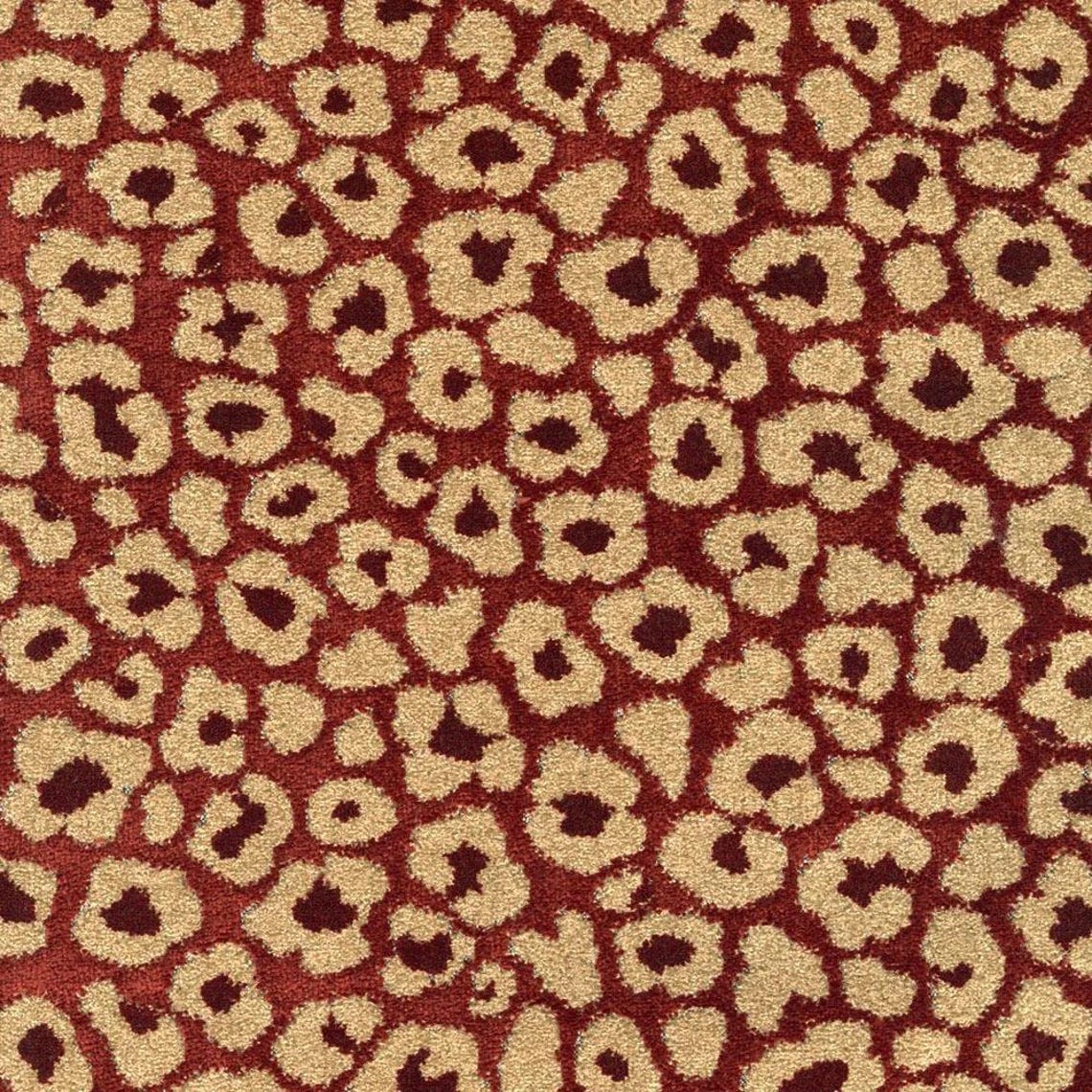 Zavir Cinnabar Taupe and Ruby Cut Velvet Cheetah Spots Regal Upholstery ...