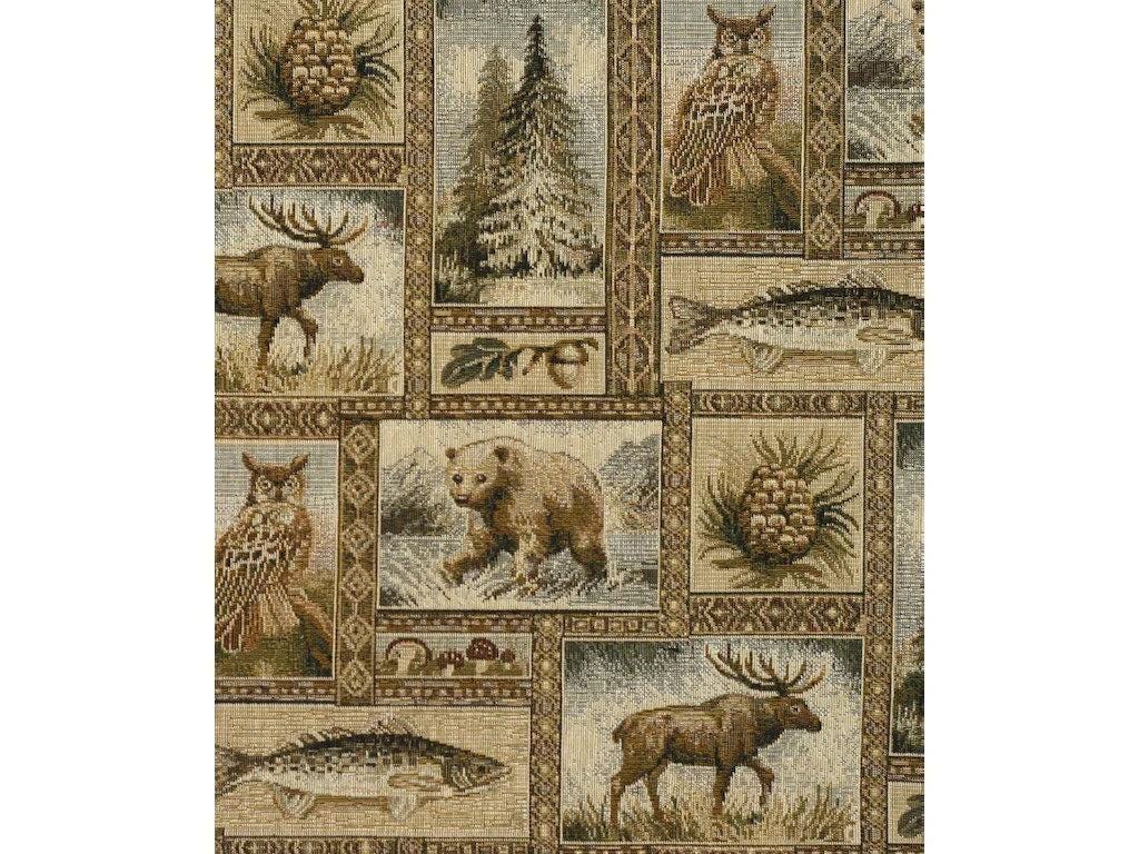 Yellowstone Sand Multicolored Bear Moose Fish Tapestry Regal Upholstery ...