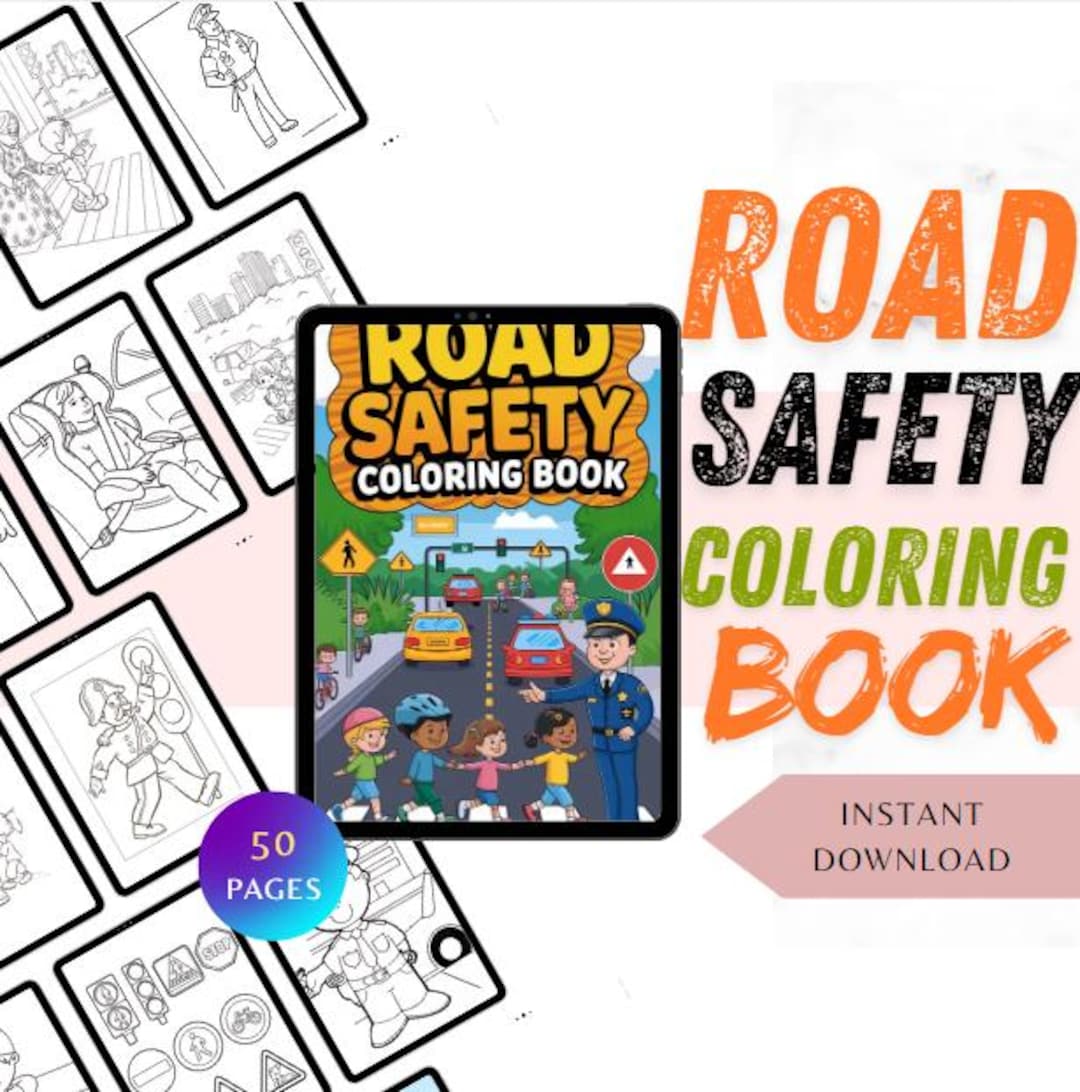 Road Safety Coloring Book: 50 Printable Pages (digital Download) - Etsy