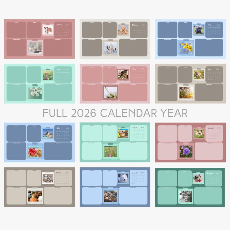 Desktop Wallpaper Organizer | 2025-2026 Calendar | Monthly Puppy ...