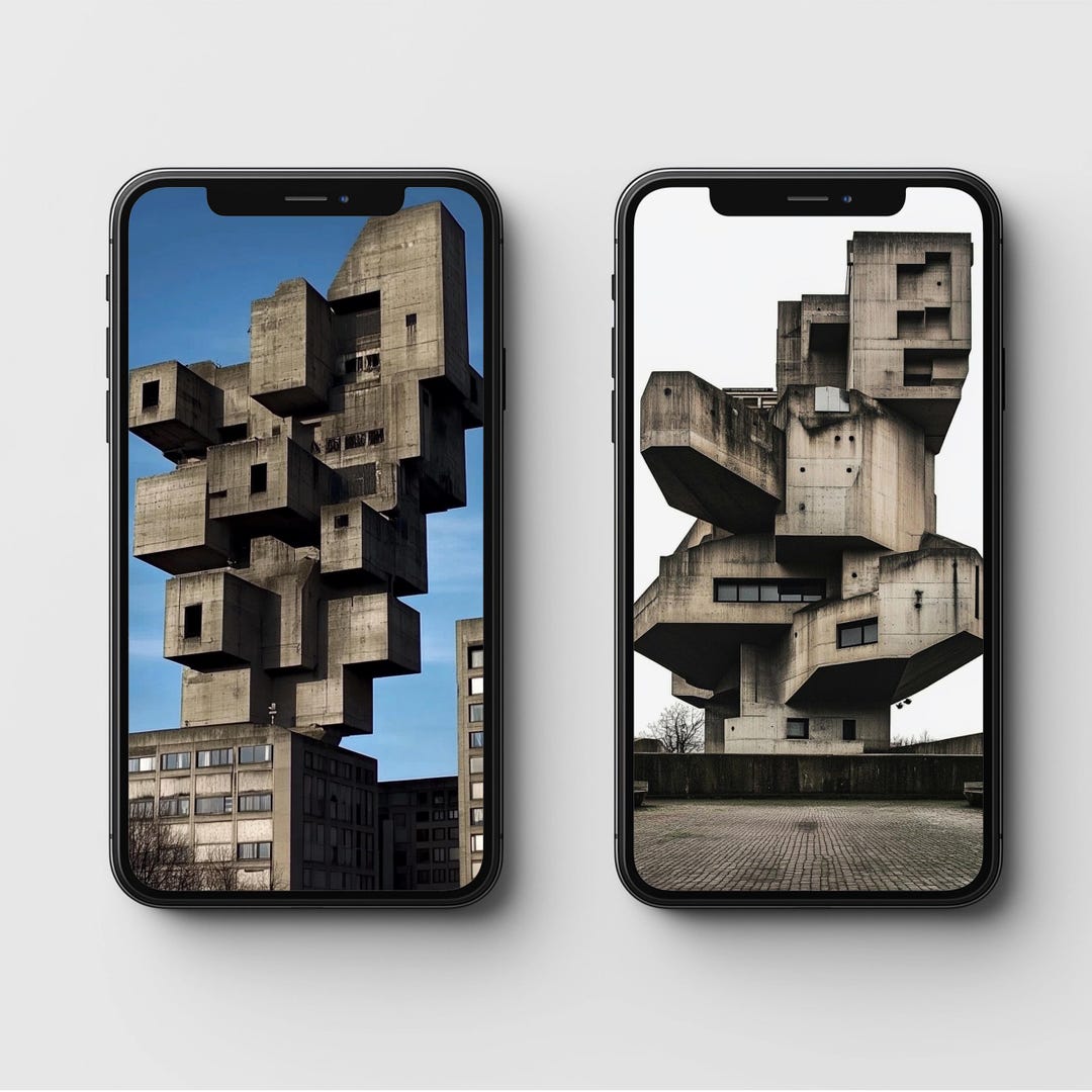 4 Brutalist Structure Phone Wallpaper Brutalist Digital Download ...