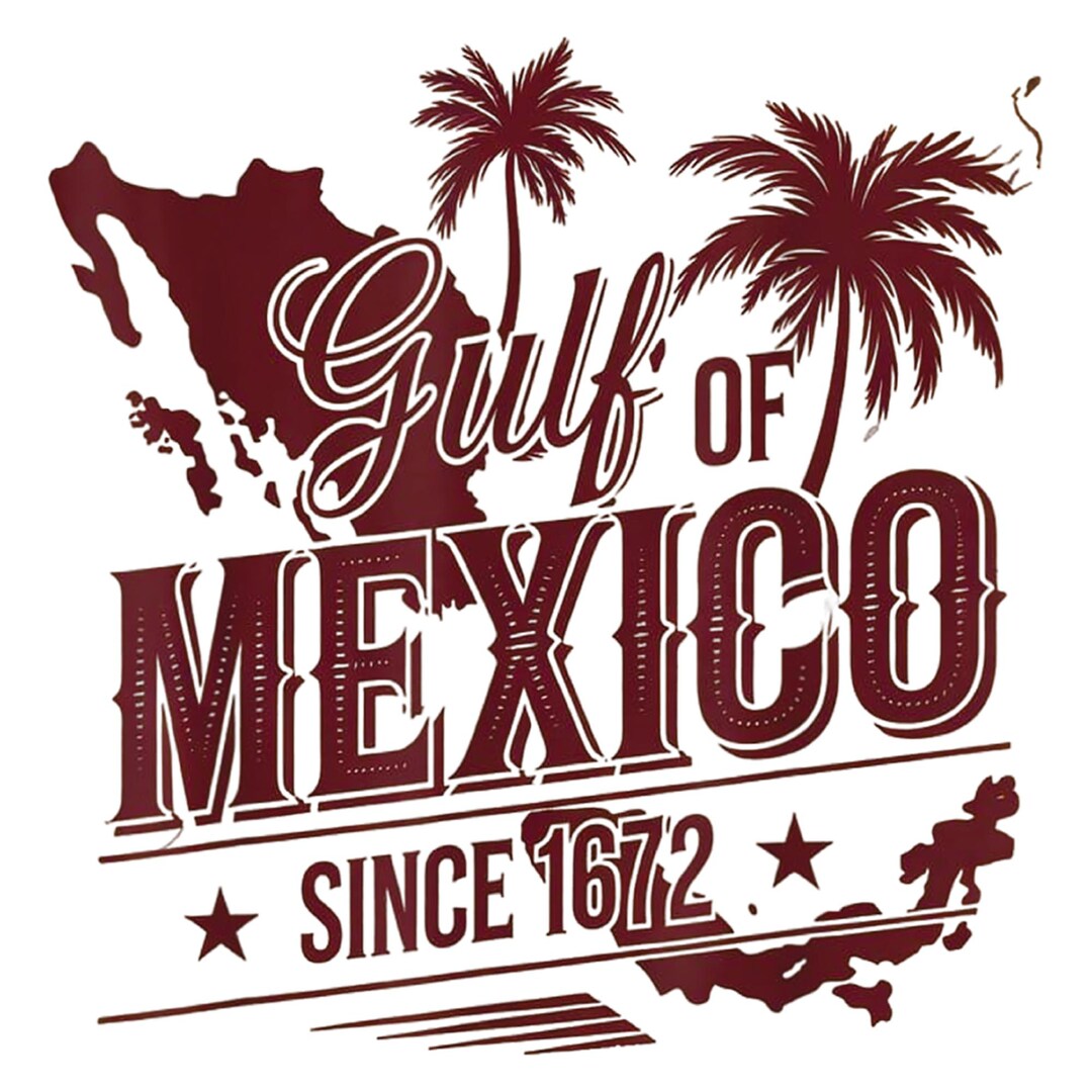Gulf of Mexico Since 1672 PNG Vintage Map, Palm Trees & Retro Beach ...