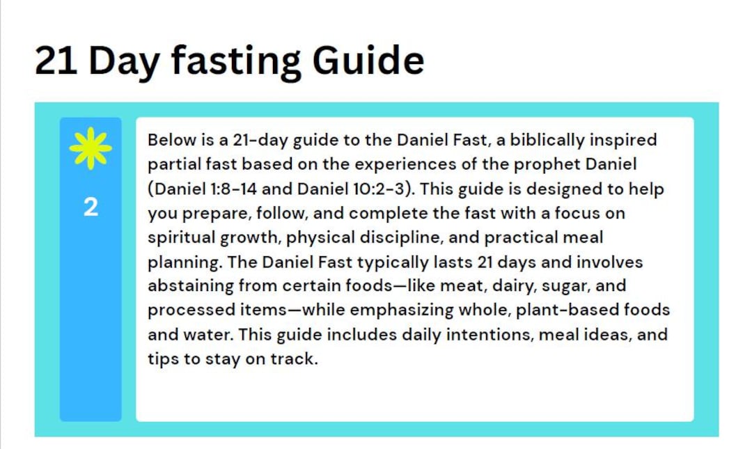 21 Day Fasting Guide, the Daniel Fast - Etsy