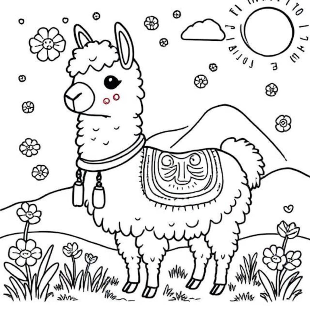 Cute Lama Coloring Sheet - Etsy