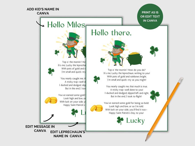 Editable Leprechaun Letter for Kids, Leprechaun Printable, St Patricks ...