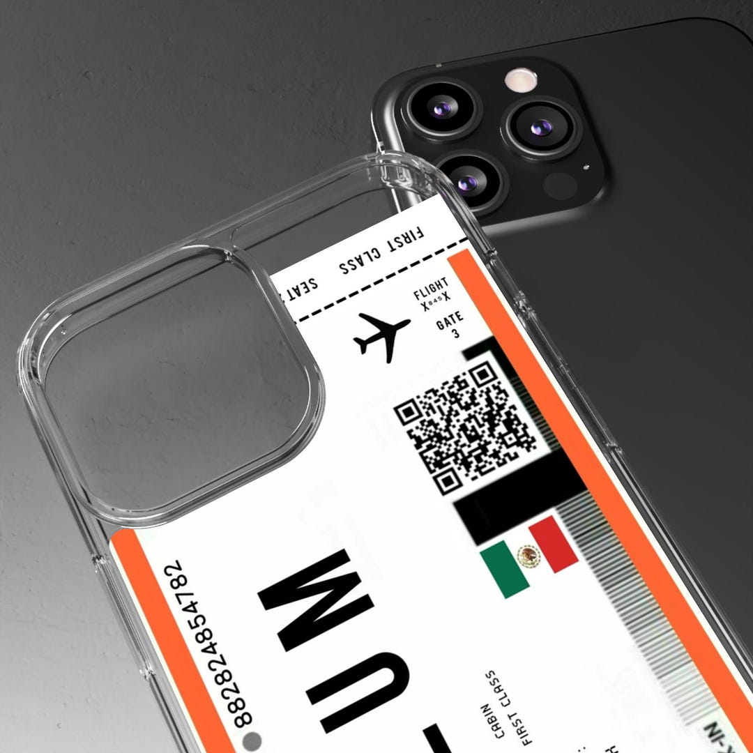 Custom Travel Phone Case, Airplane Ticket Style Clear Case for Iphone ...