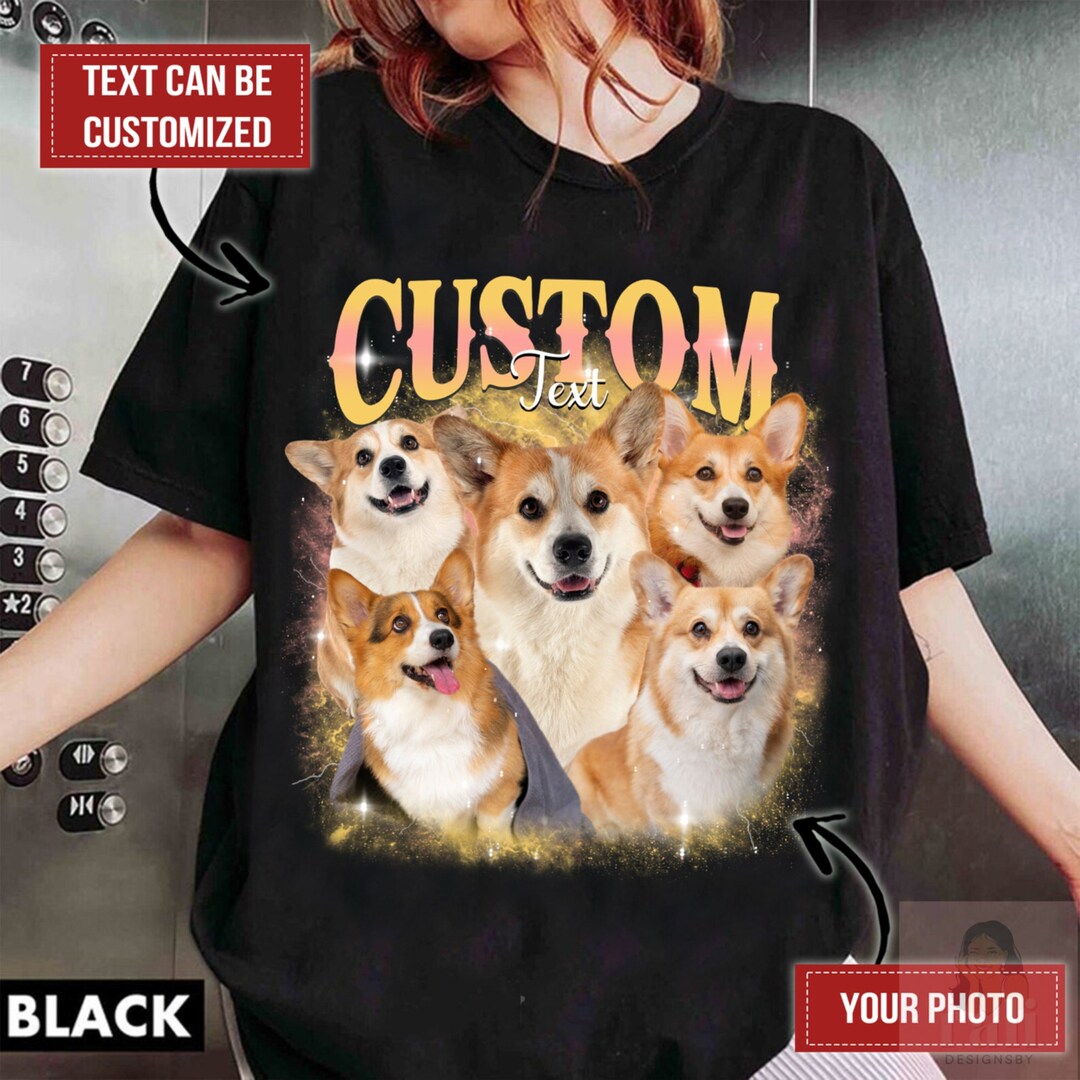 Custom Bootleg Shirt, Custom Pet Photo Vintage Graphic 90s Tshirt ...