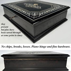 Antique DEIHL, Paris, French Game Box or Chest, Ebony Parquet, Ornate ...