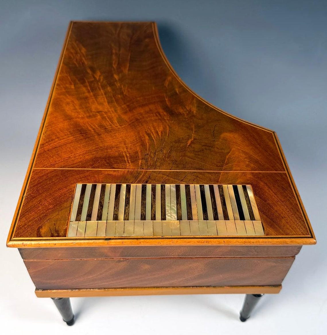 RARE Antique French Miniature Piano Sewing Box, Music Box Plays, Sewing ...