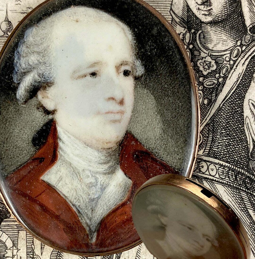 Antique 18th C Georgian Portrait Miniature Set in 18k Bracelet or ...