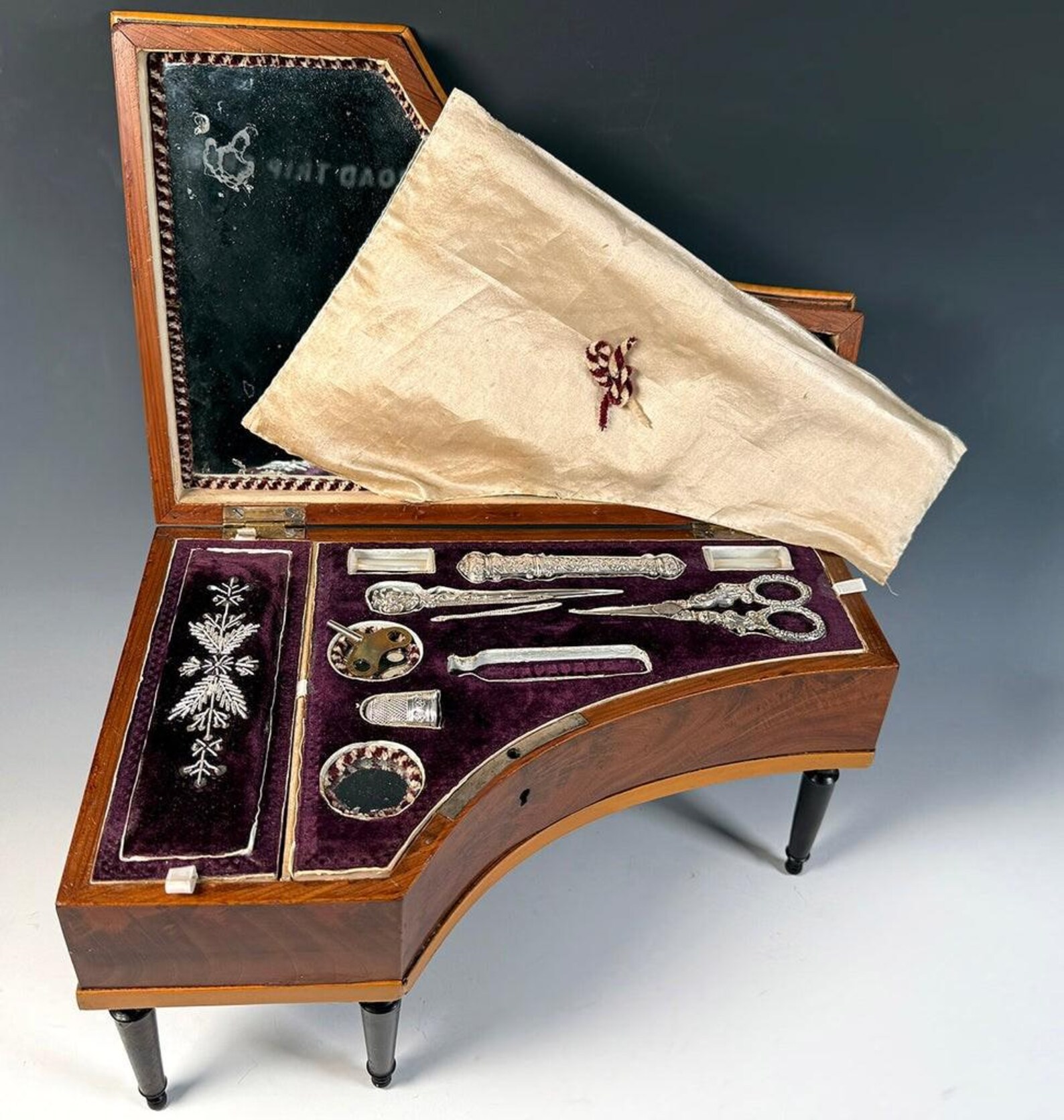 RARE Antique French Miniature Piano Sewing Box, Music Box Plays, Sewing ...