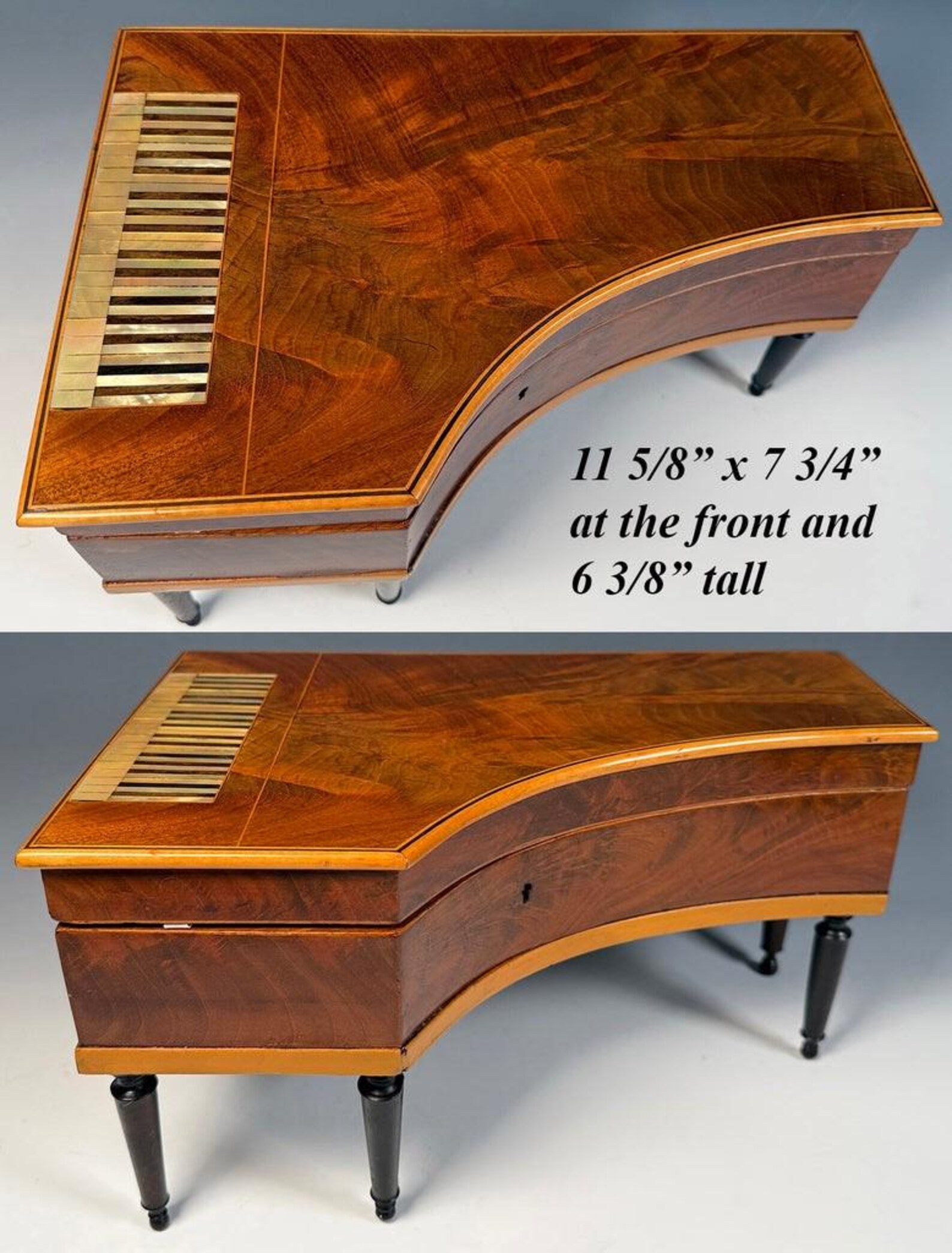 RARE Antique French Miniature Piano Sewing Box, Music Box Plays, Sewing ...