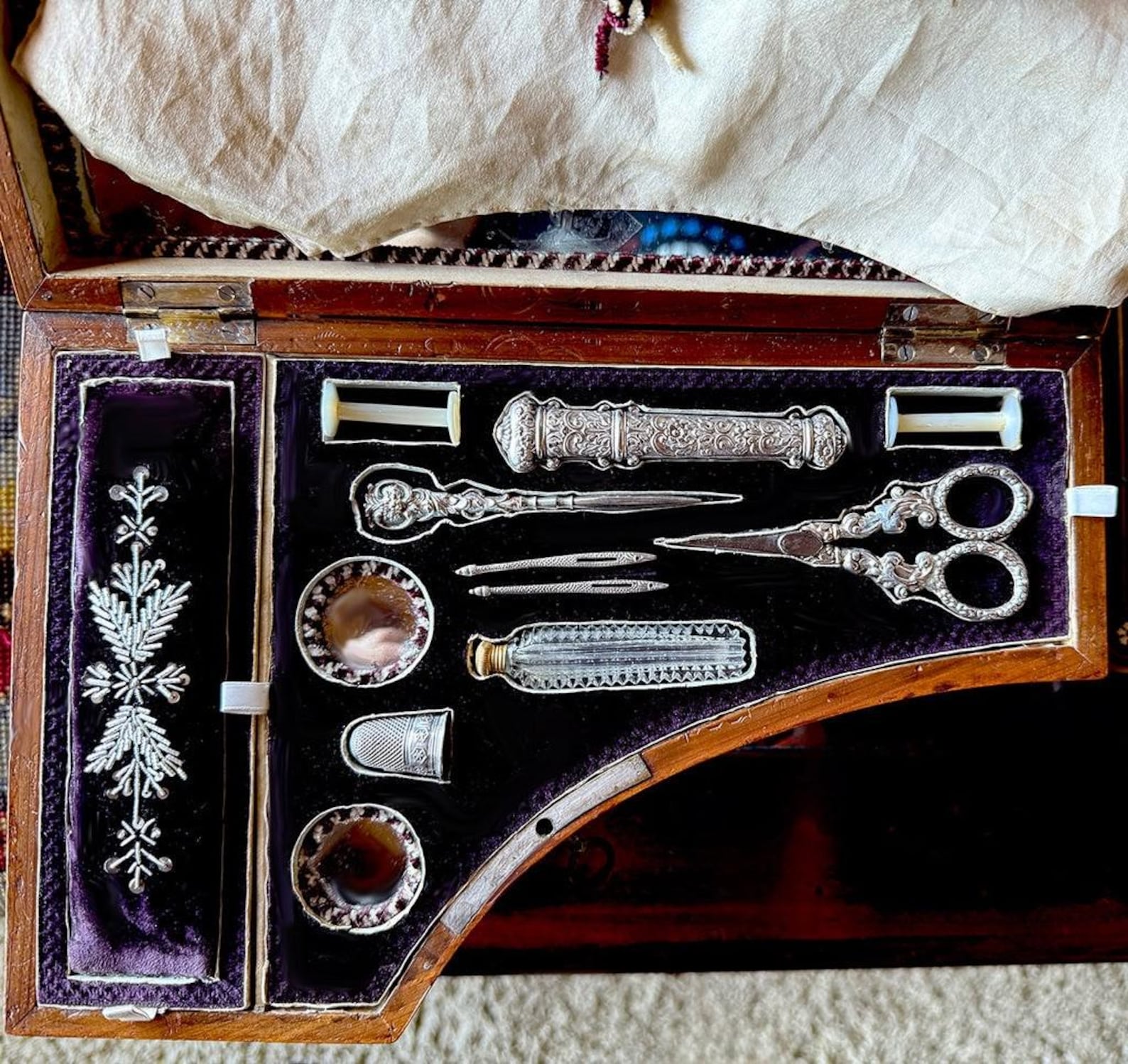 RARE Antique French Miniature Piano Sewing Box, Music Box Plays, Sewing ...