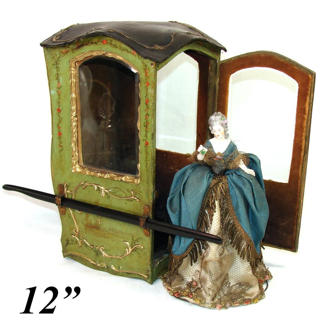 Rare Antique French Vernis Martin 12" Miniature Sedan Chair, Exquisite ...