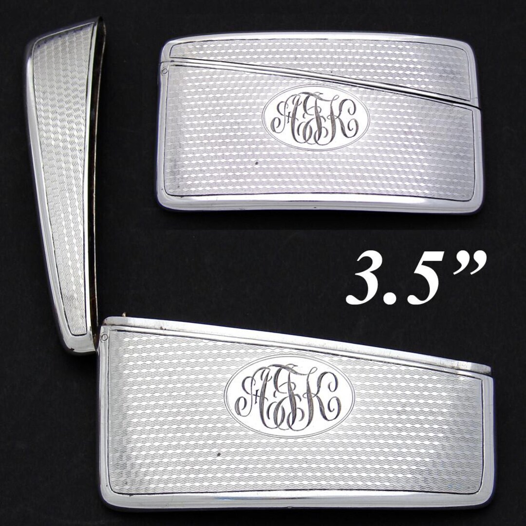 Elegant Antique American Sterling Silver Calling Card Case, Curved ...