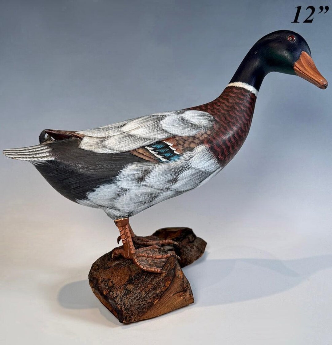 Vintage Hand Carved & Hand Painted Mallard Duck, 40+ Years Old, One ...