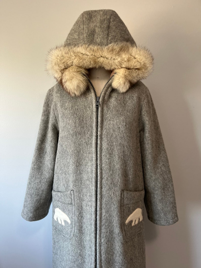 Authentic Inuit Parka / Vintage 70s Coat / Grey Wool / Fur - Etsy
