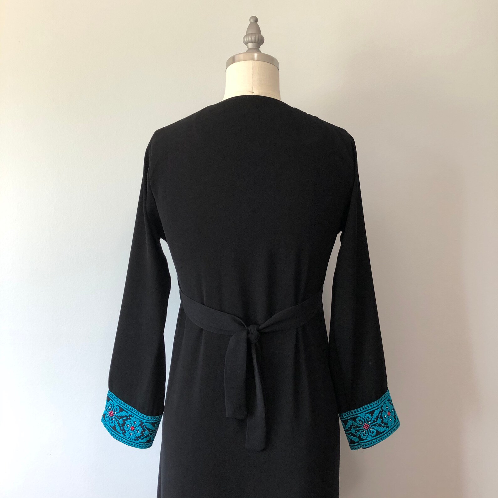 Vintage Boho Dress / Mod Style / Black Turquoise With Diamonds | Etsy