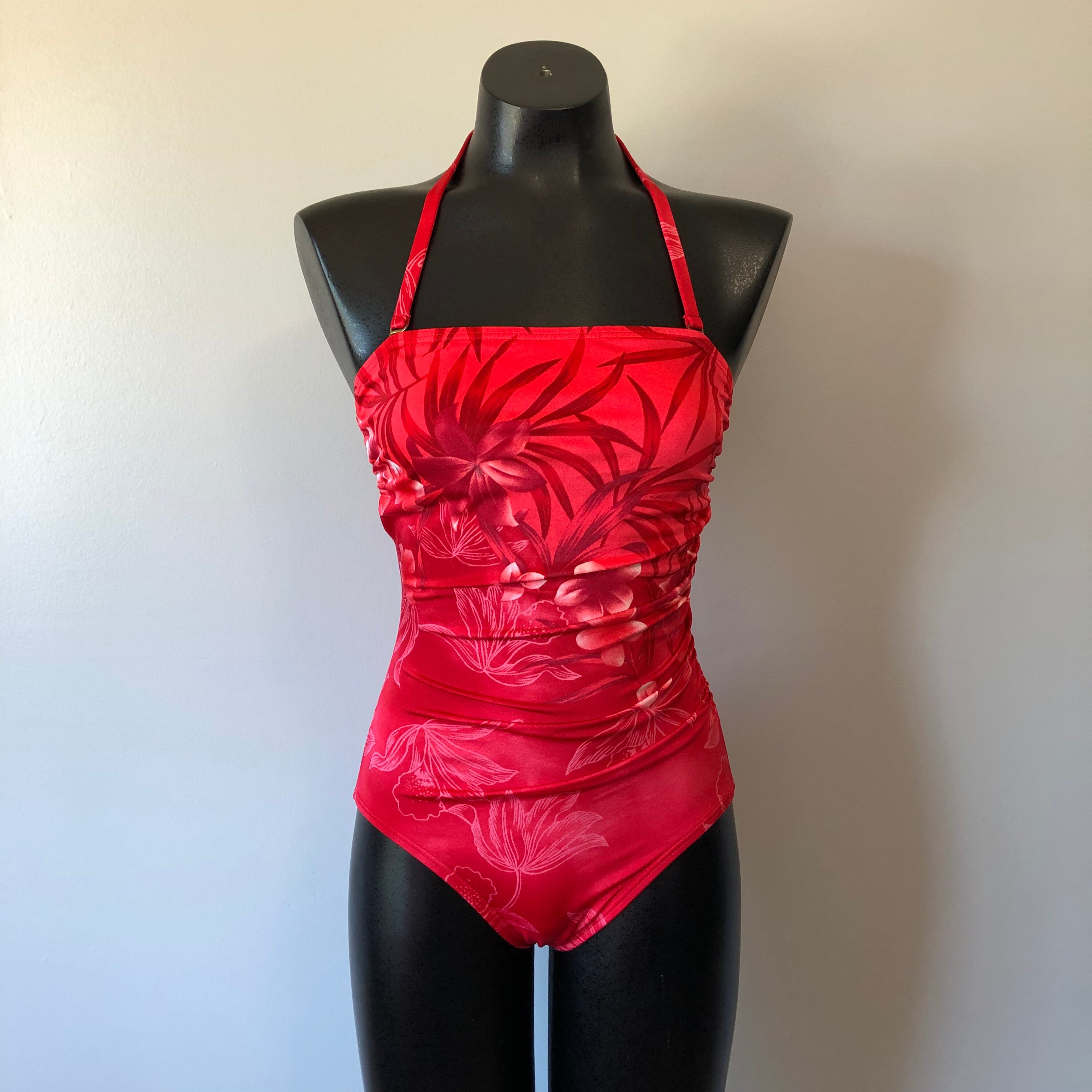 80s One Piece Swimsuit / Vintage Red Bathing Suit / Hawaiian Hibiscus ...