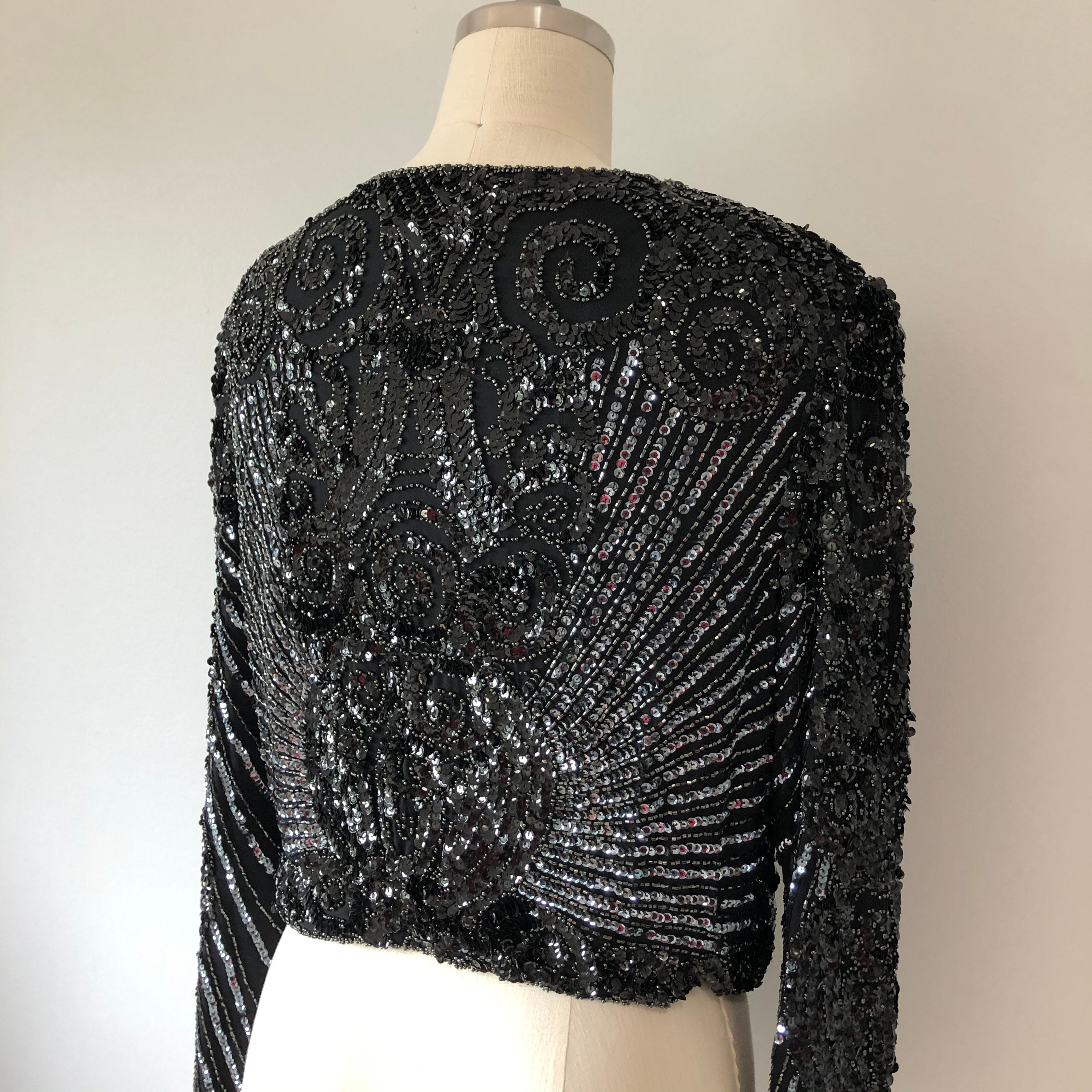 Beaded Black 80s Jacket / Rock Star Vintage / Stage Jacket / | Etsy