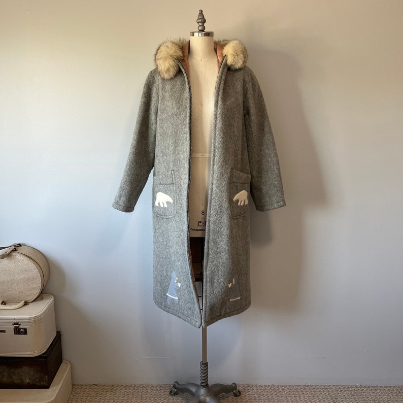 Authentic Inuit Parka / Vintage 70s Coat / Grey Wool / Fur - Etsy
