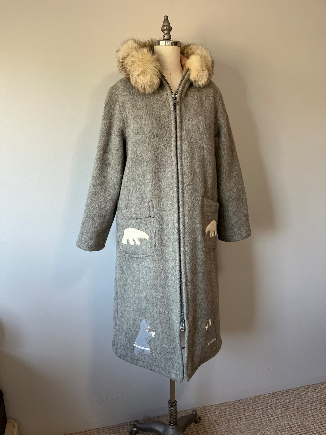 Authentic Inuit Parka / Vintage 70s Coat / Grey Wool / Fur - Etsy