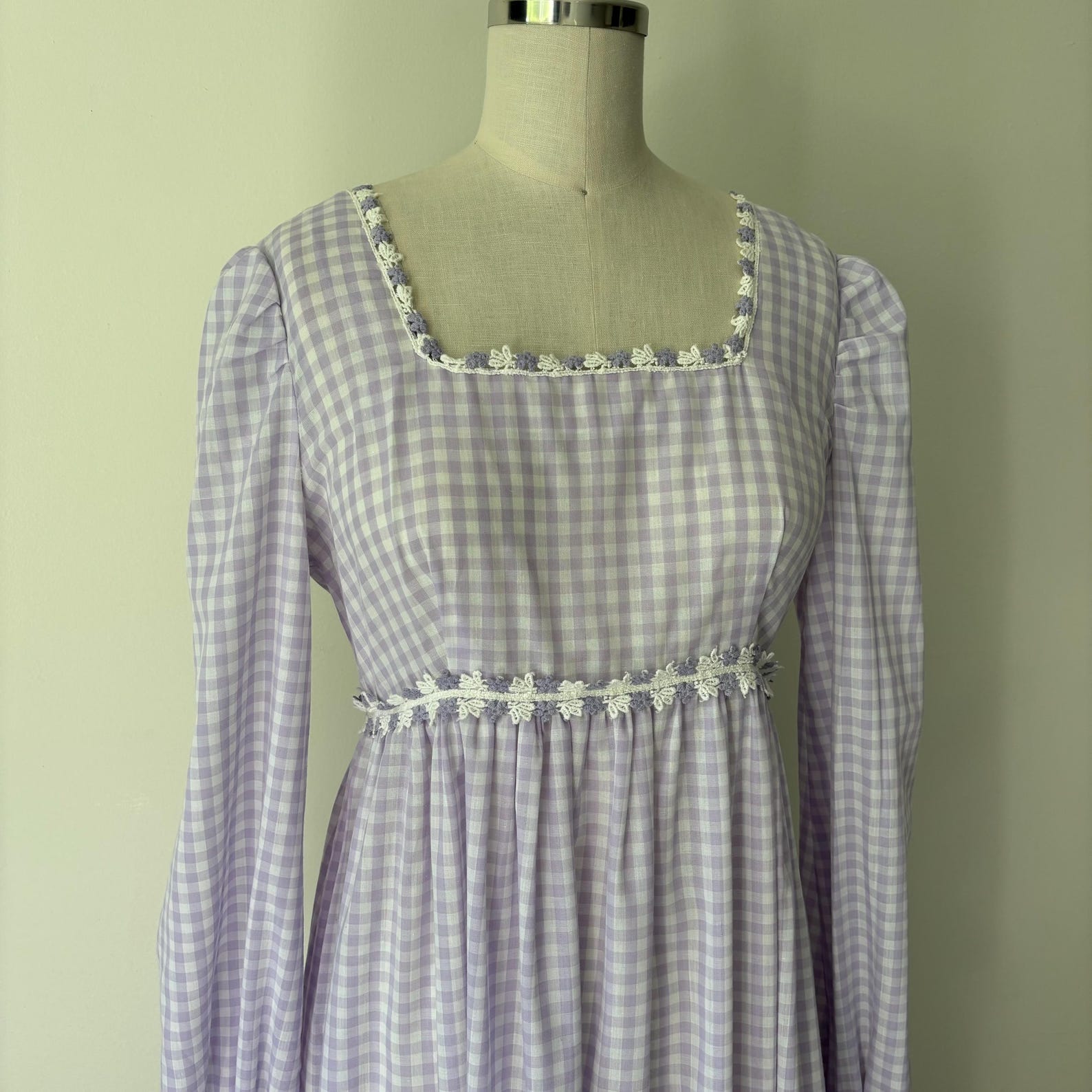 Vintage Gingham Dress / 70s Boho Cottagecore / Country Purple Day Dress ...