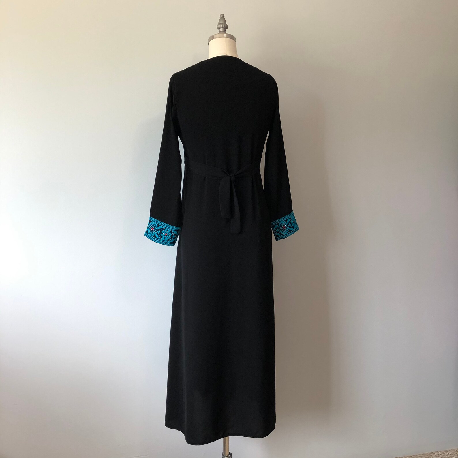 Vintage Boho Dress / Mod Style / Black Turquoise With Diamonds | Etsy