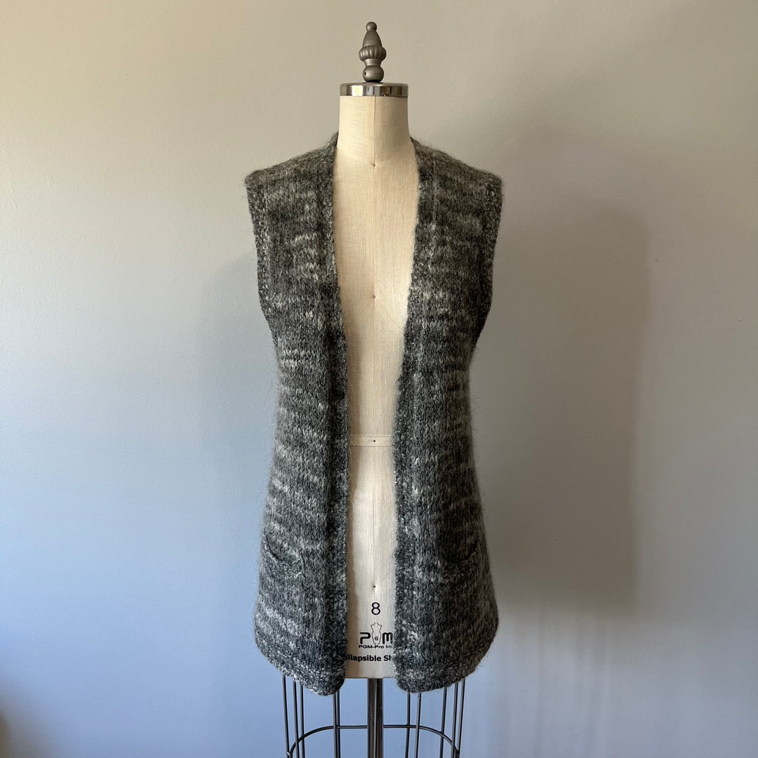 Handmade Knit Vest / Vintage Wool Blend Top / Pockets / Hand Knit ...