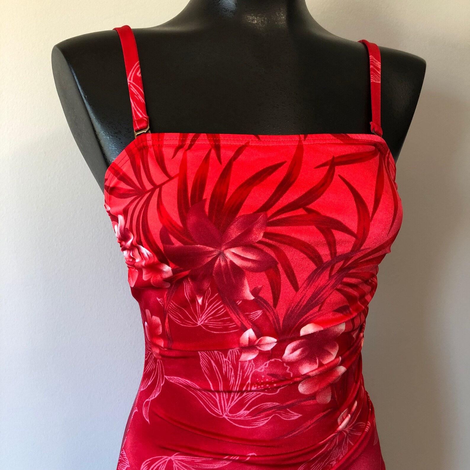 80s One Piece Swimsuit / Vintage Red Bathing Suit / Hawaiian Hibiscus ...