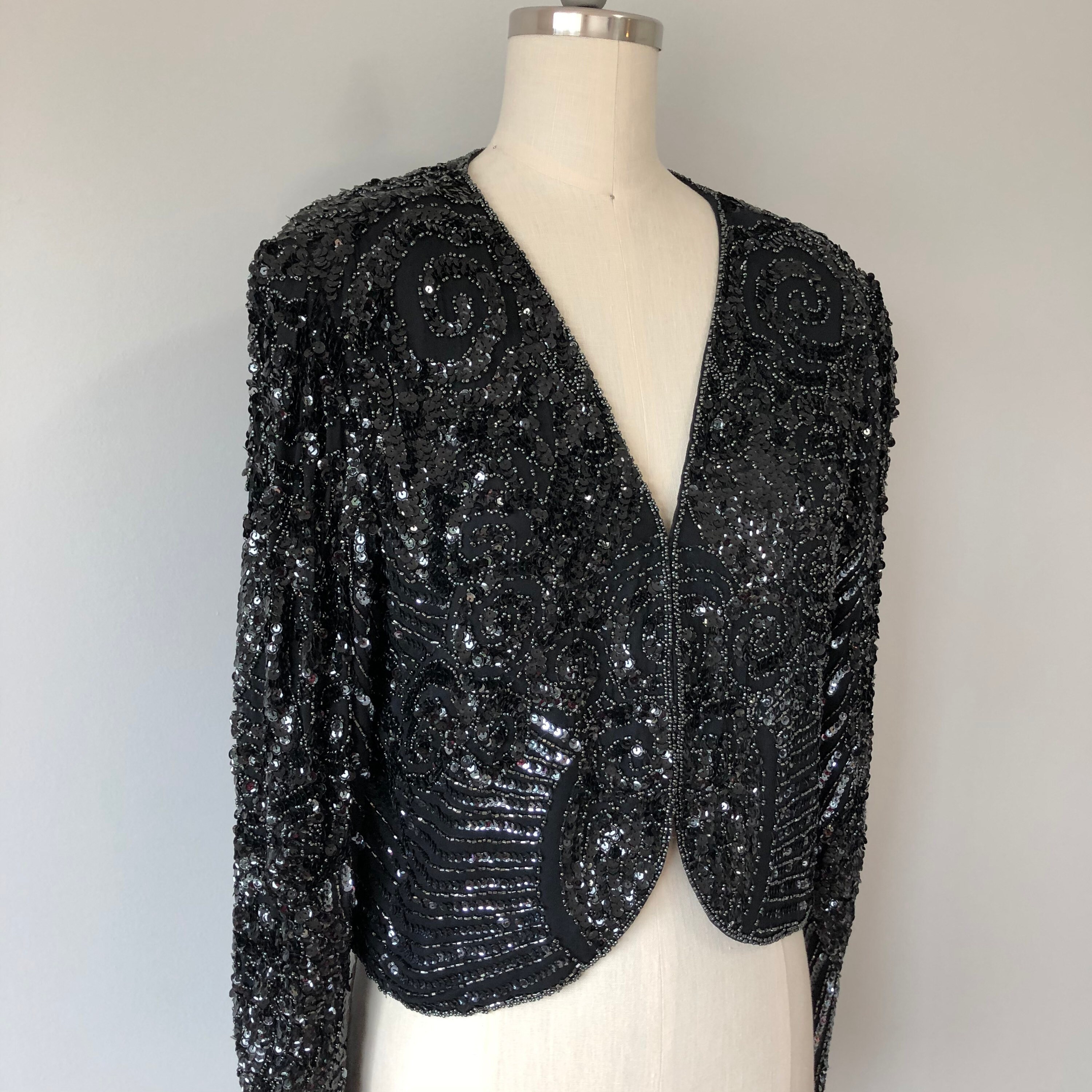 Beaded Black 80s Jacket / Rock Star Vintage / Stage Jacket / | Etsy