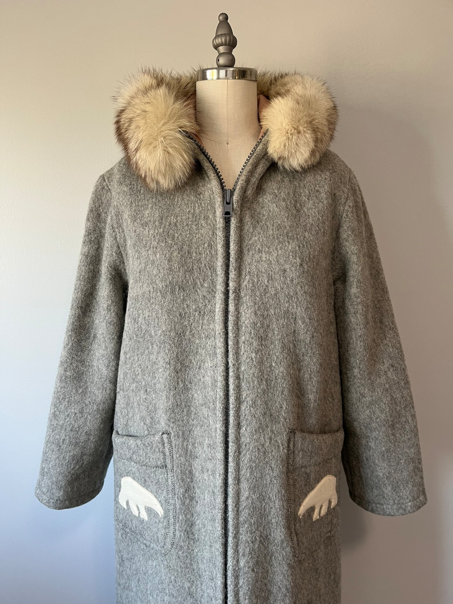 Authentic Inuit Parka / Vintage 70s Coat / Grey Wool / Fur - Etsy