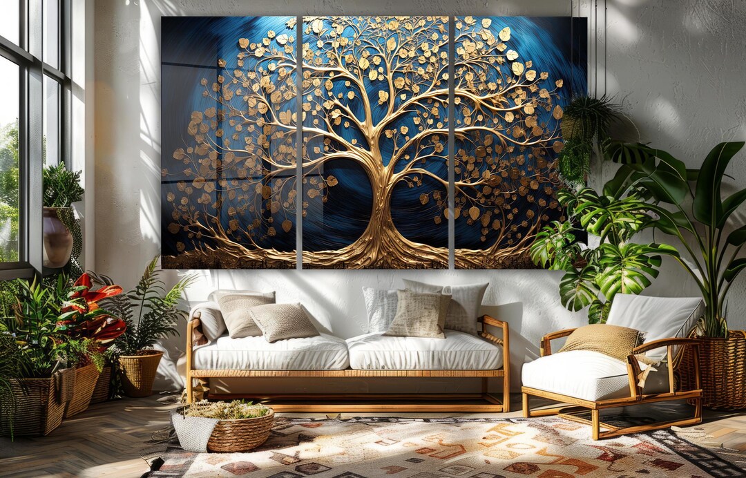 Gold Money Tree Wall Decor, Feng Shui Abundance Richness Wealth Theme ...