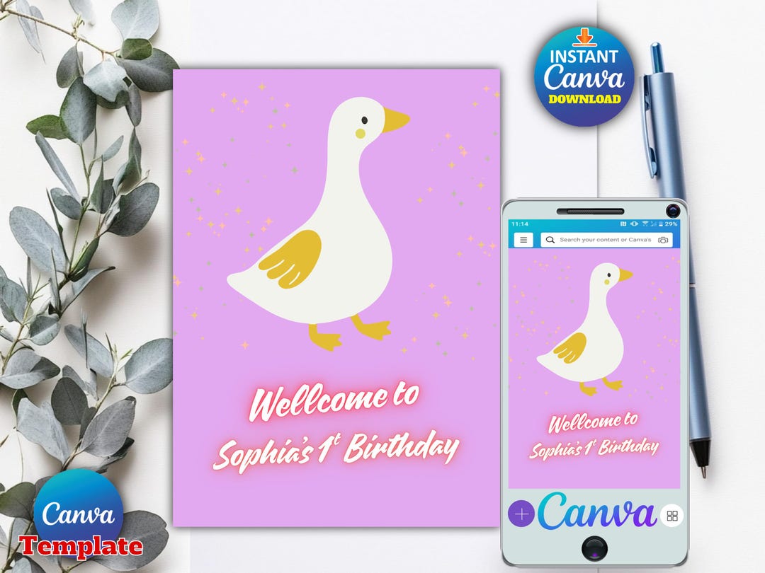 Silly Goose Birthday Welcome Sign Template | Boy 1st Birthday Party ...