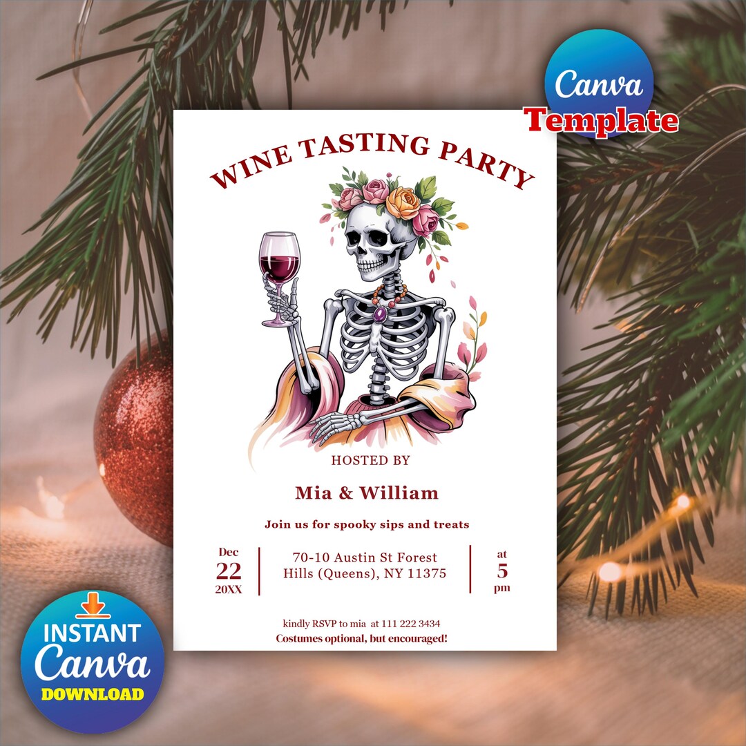 Editable Wine Tasting Invitation Template, Halloween Party Invite ...