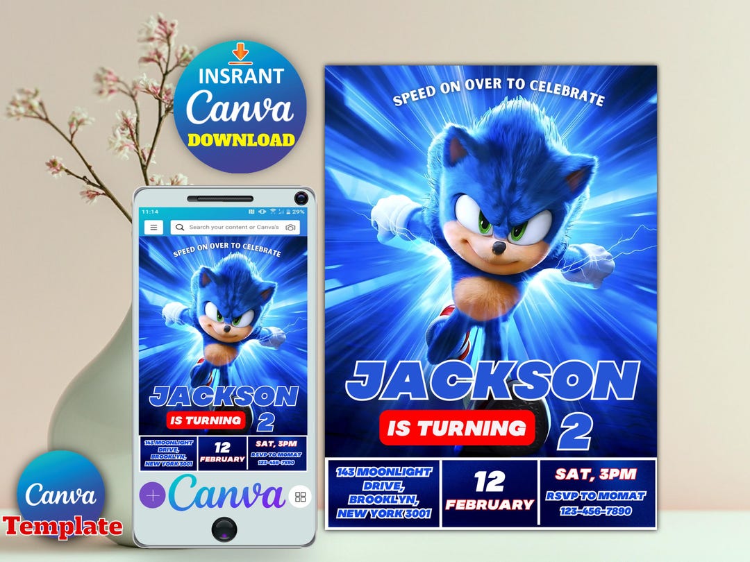Editable Sonic Invitation, Sonic the Hedgehog Invitation, Sonic 3 ...