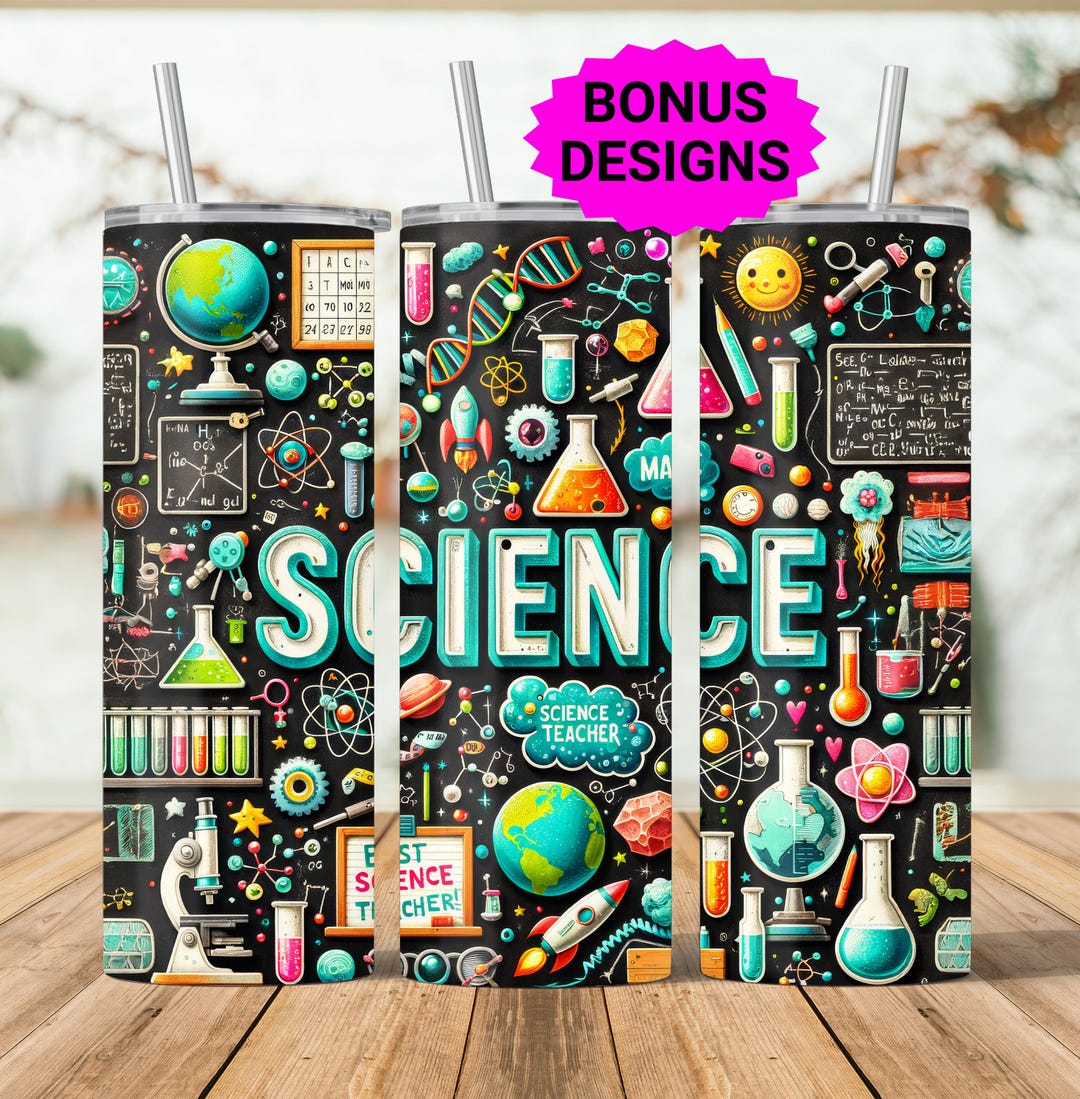 Teacher Life Tumbler Wrap, School Teaching Science 20 Oz Skinny Tumbler ...