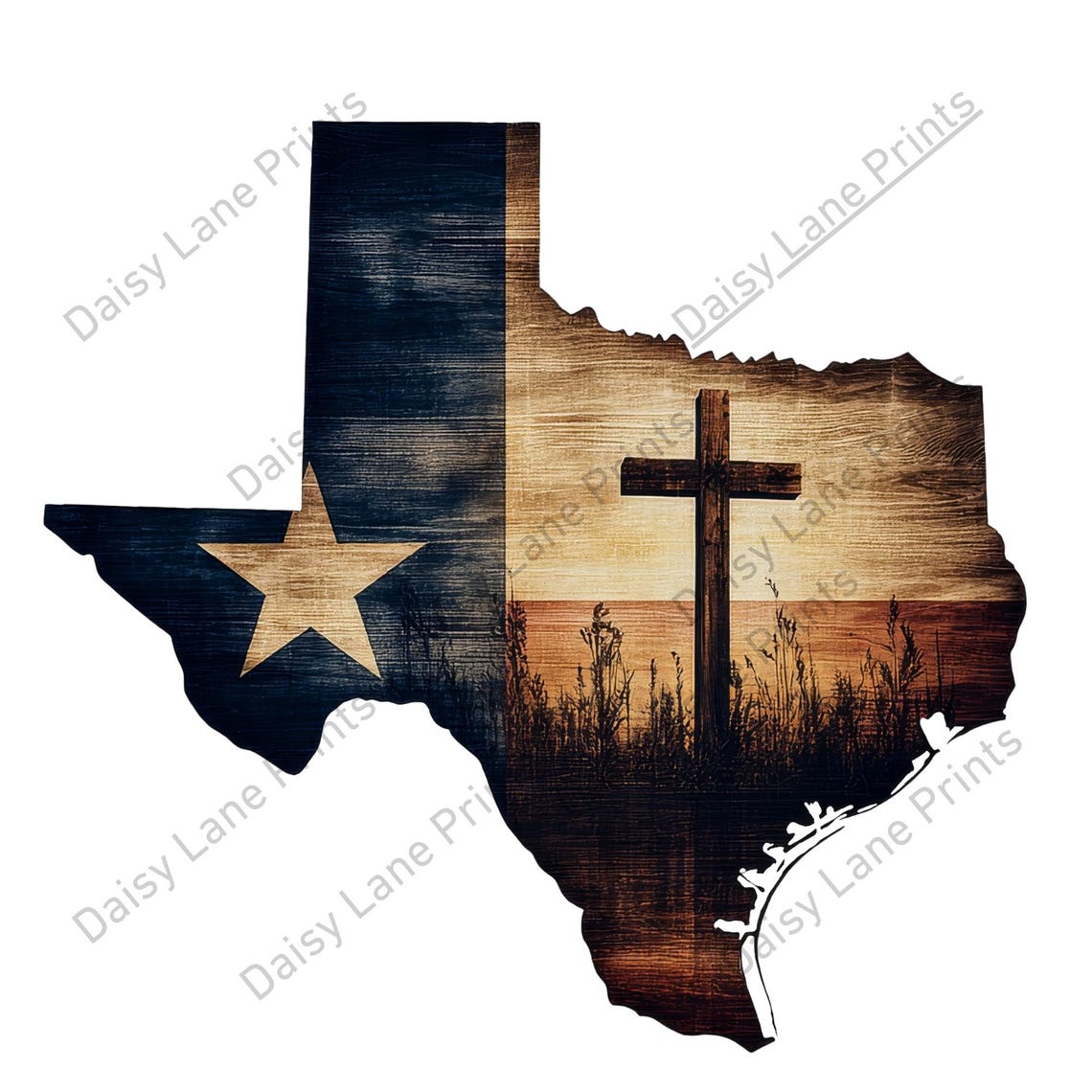 TEXAS State Flag Christian Cross Png, T-shirt Design, Western Faith ...